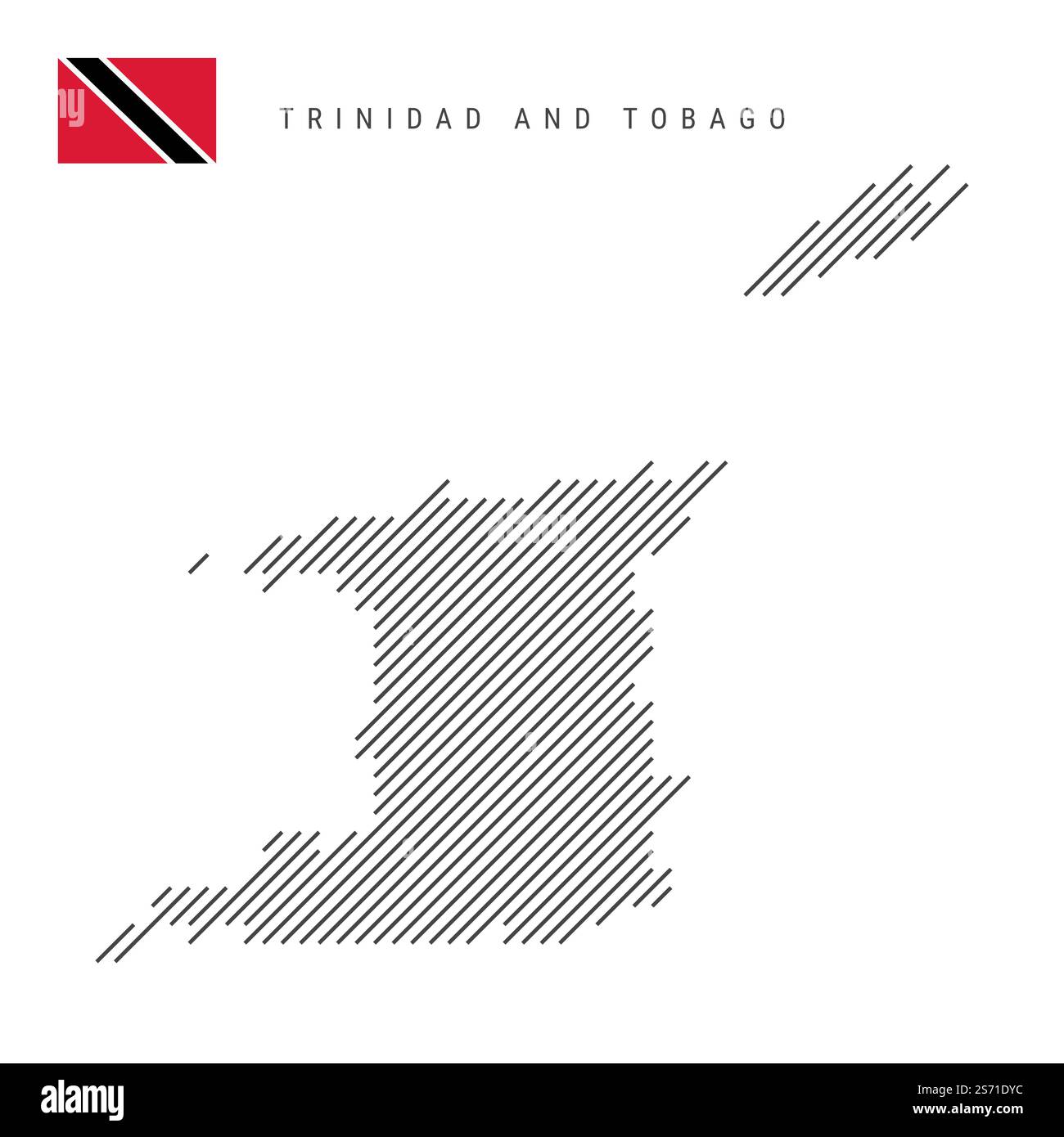 Trinidad and Tobago map from pattern of black slanted parallel lines ...
