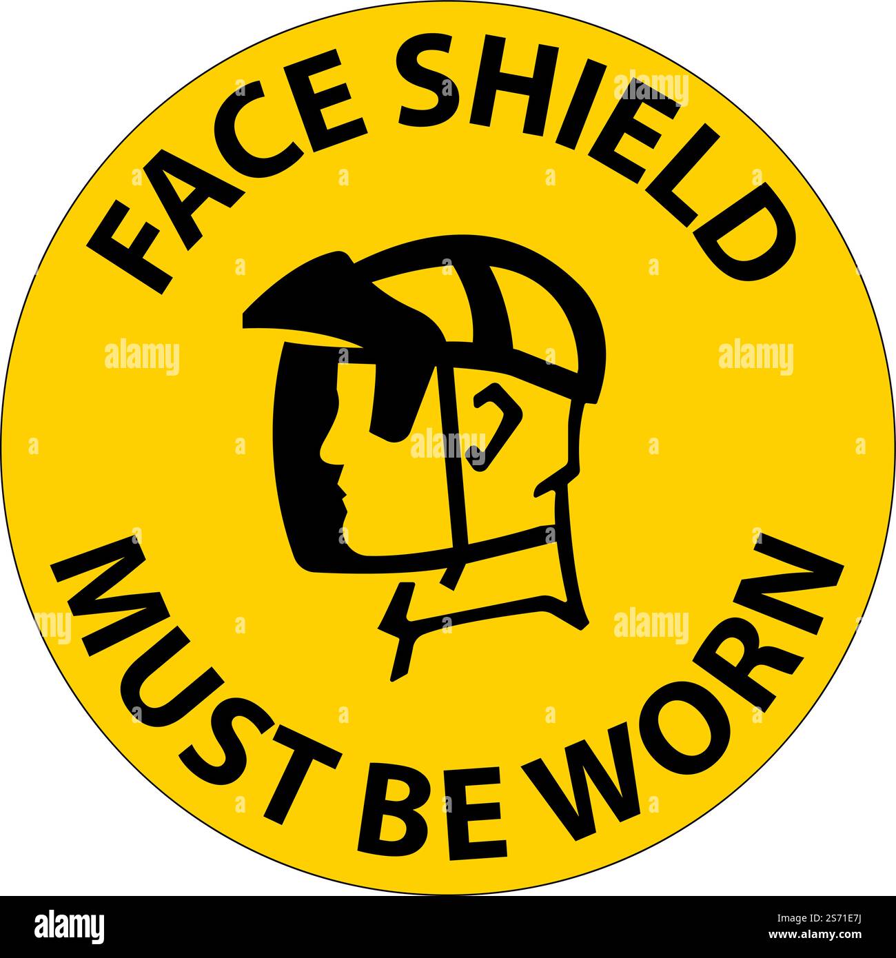 Caution Face Shield Must Be Worn Sign On White Background Stock Vector ...