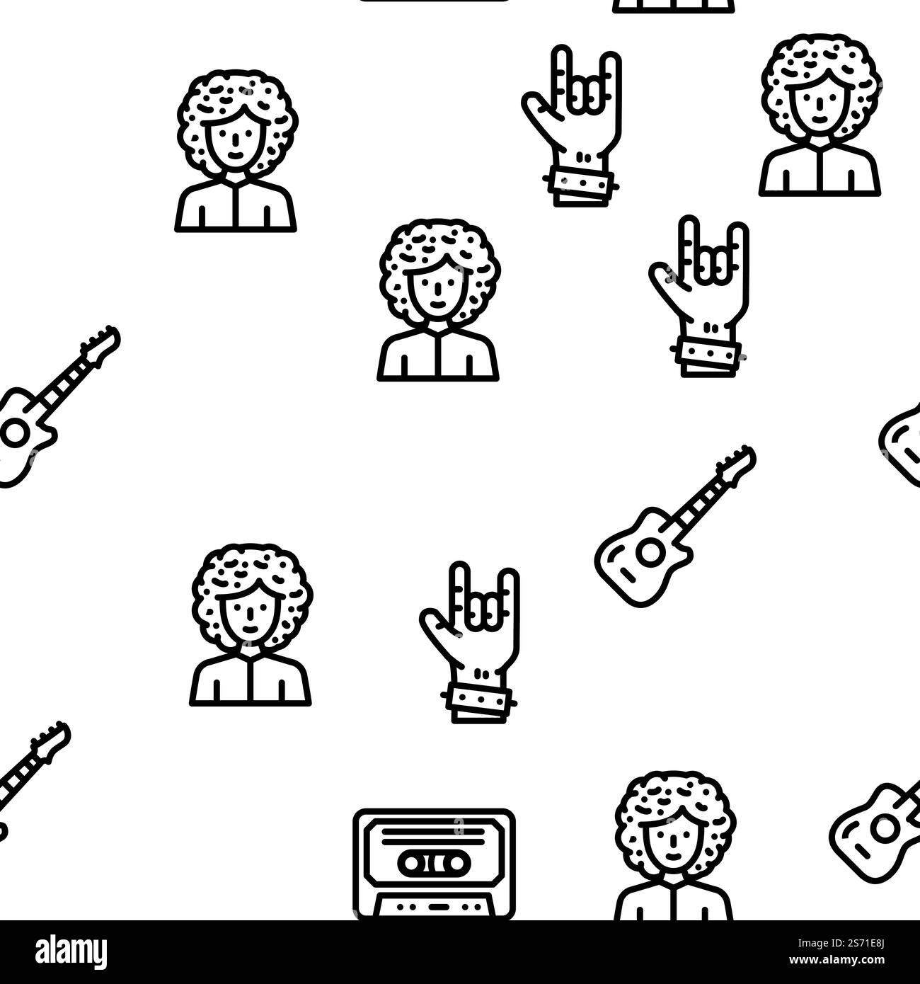 Music Genres Audio Performance vector seamless pattern thin line ...