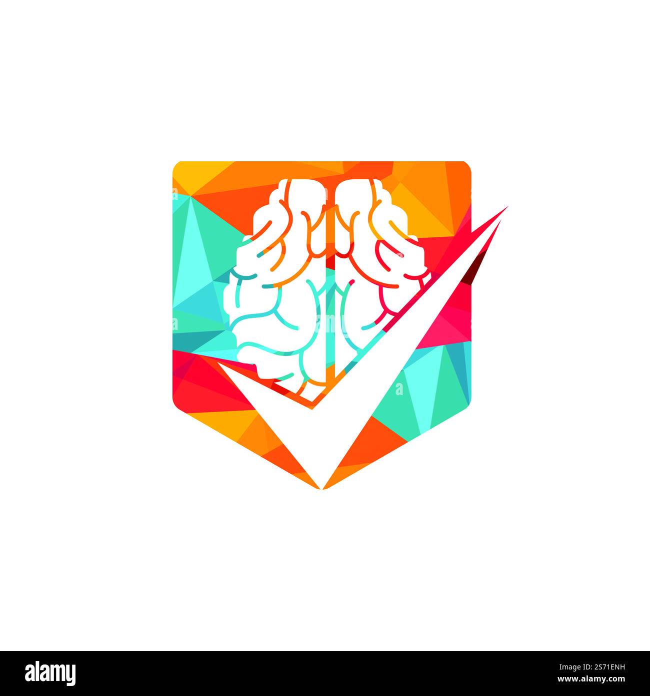 Brain check vector logo design. Brain and tick icon logo Stock Vector ...