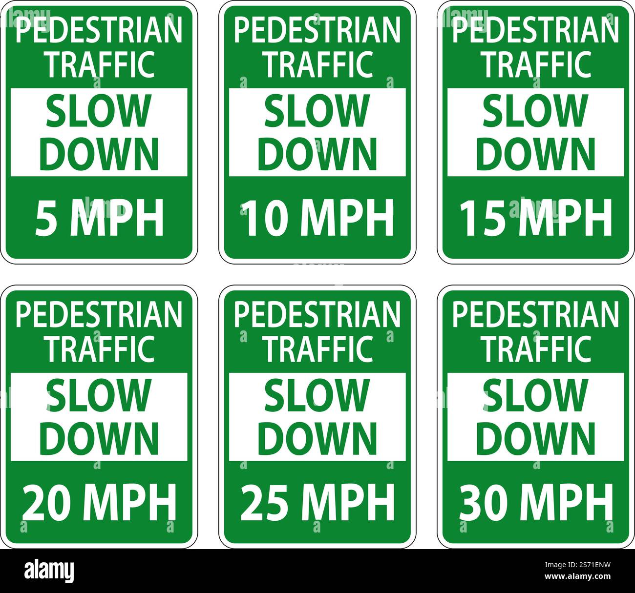 Slow Down Pedestrian Traffic Sign On White Background Stock Vector ...