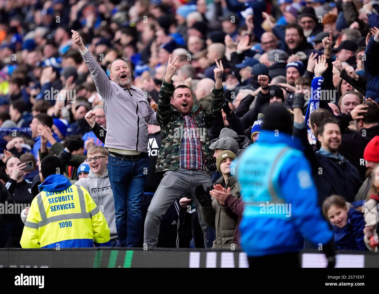 Cardiff City players gesture toward Swansea City fans as they ...