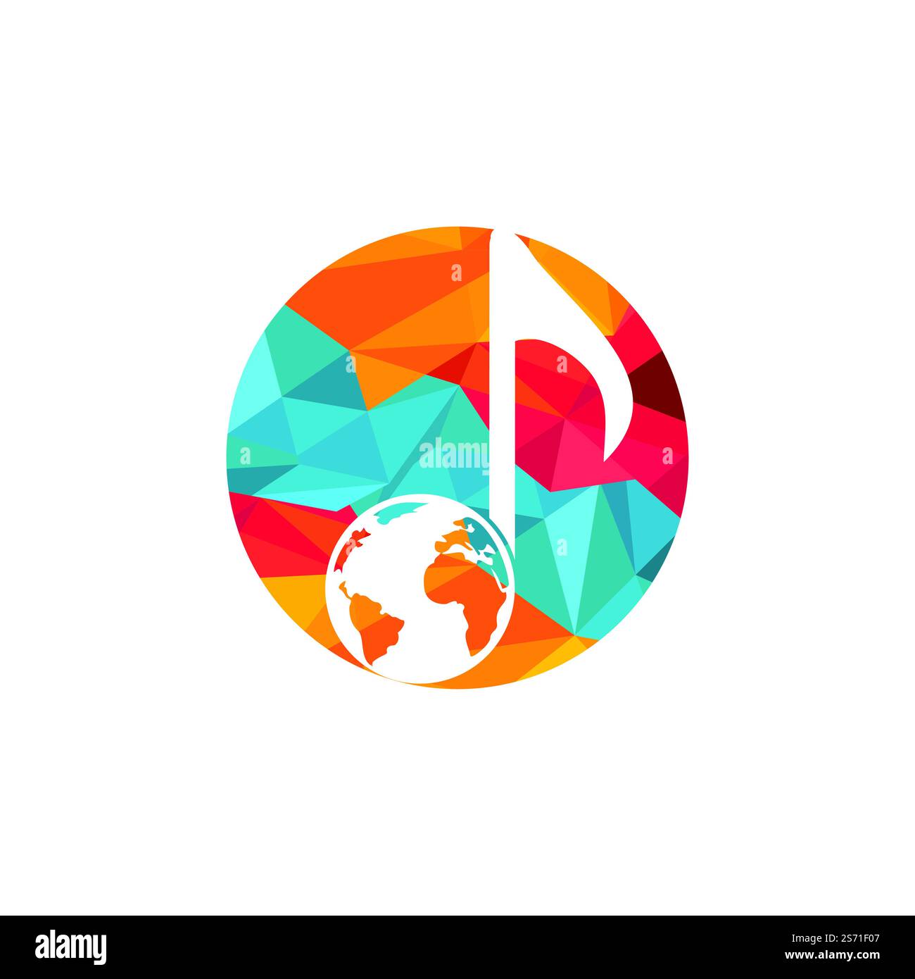 Globe and music note icon logo design. Vector illustration icon with ...