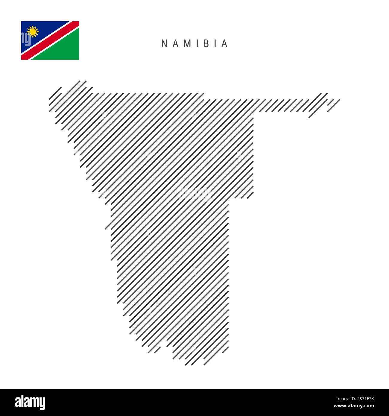 Namibia map from pattern of black slanted parallel lines. Namibian map with gray diagonal lines ...