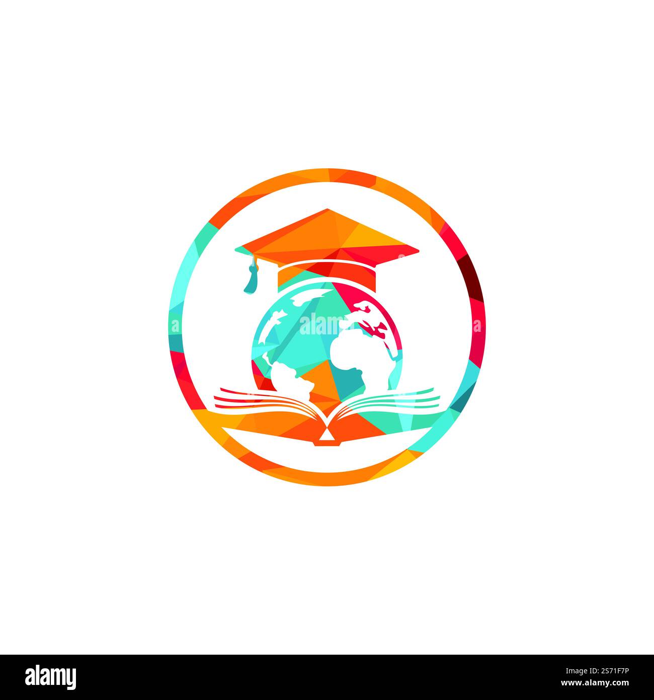World education vector logo design. Globe with gradation cap and book ...