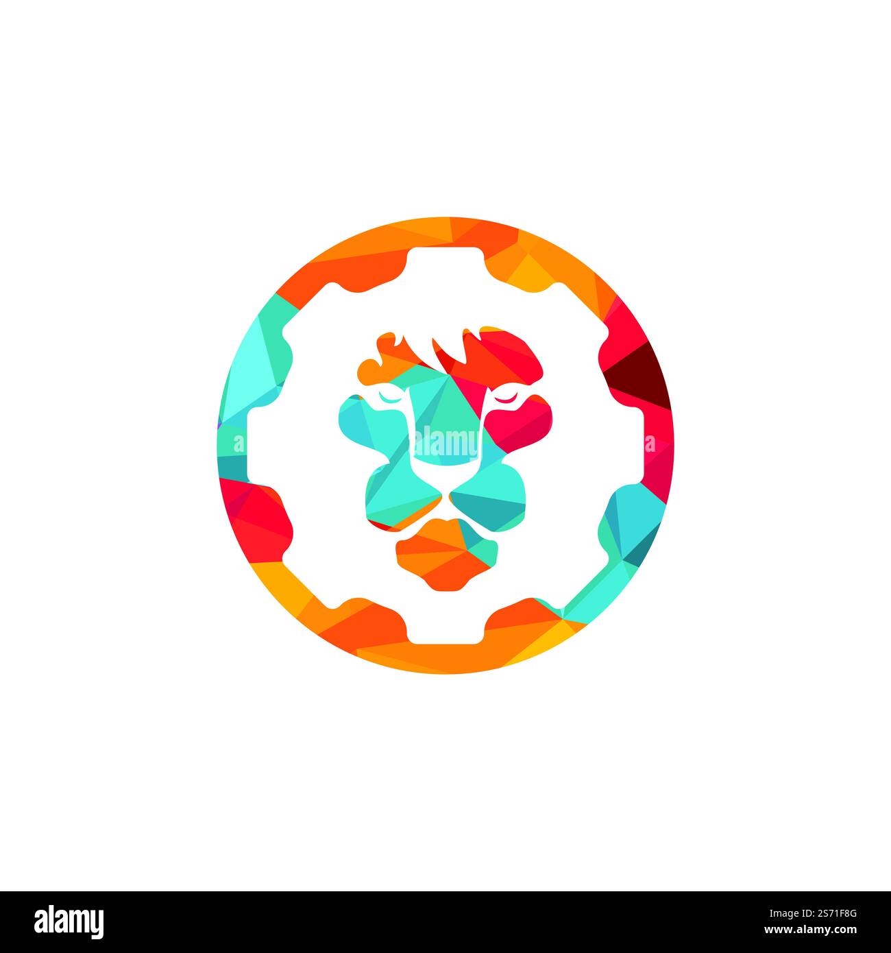 Creative lion gear vector logo design. Lion tech logo concept Stock ...
