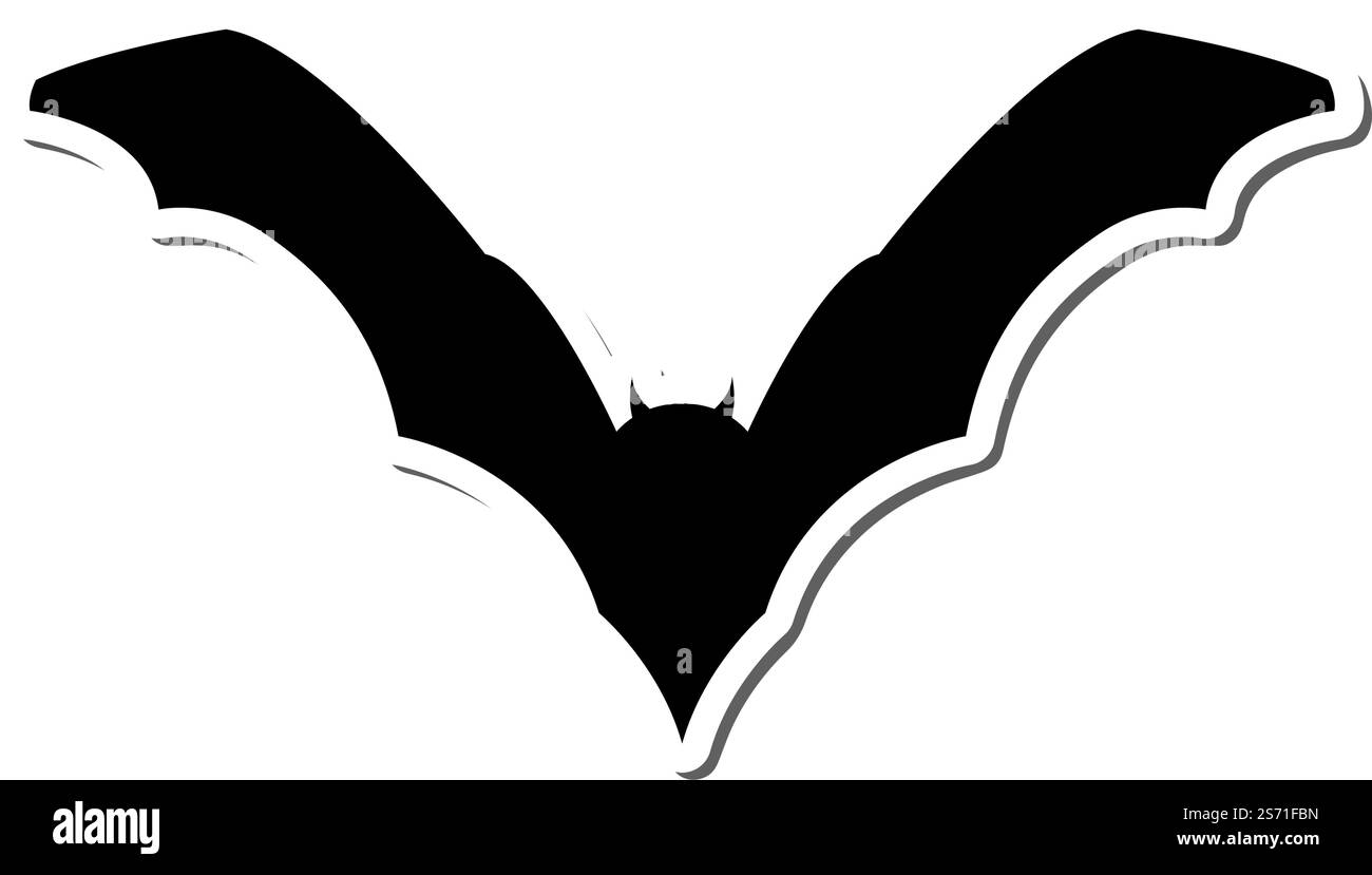 Halloween Holiday Sticker With Shadow Element. Flying Bat Over White ...