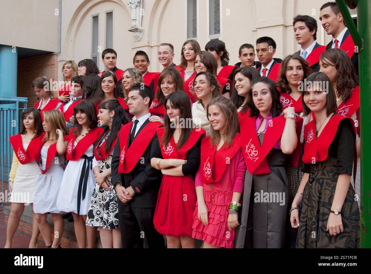 Spanish students posing in their Graduation ceremony. Madrid, Spain ...
