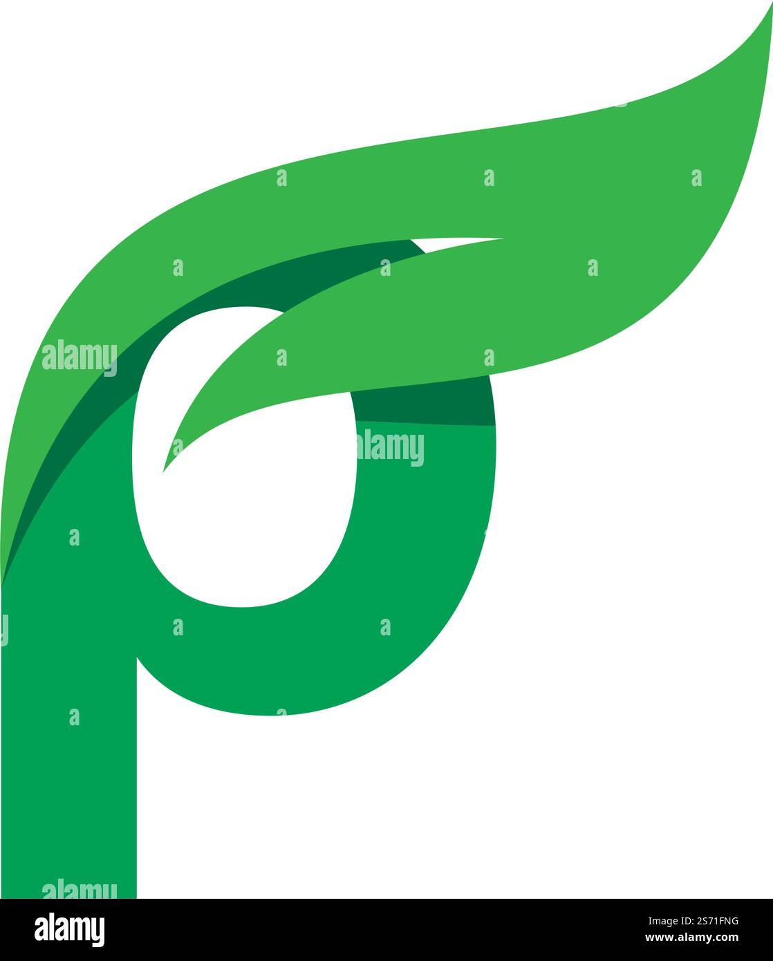 P Initial letter with green leaf logo vector template Stock Vector ...