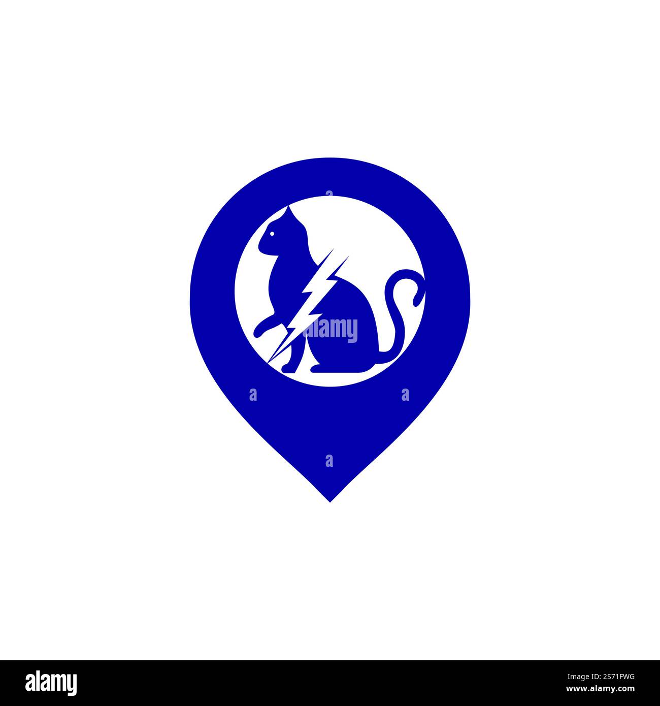 Flash cat vector logo design. Cat and thunderstorm with pin icon logo ...