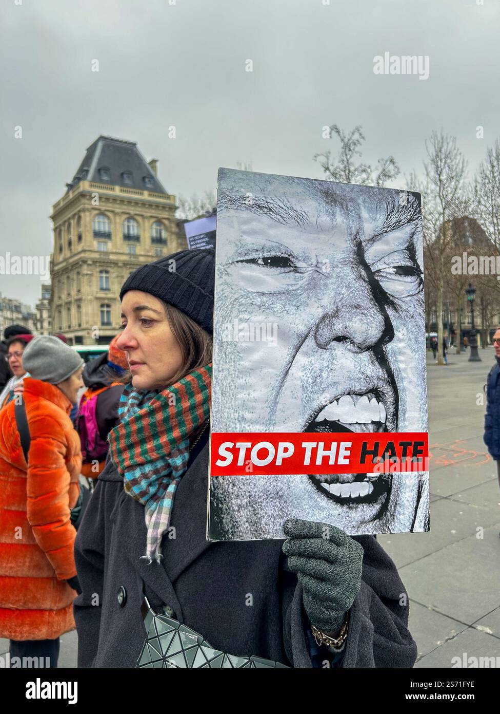 Paris, France, Group People, Women Protesting Against Trump, Americans ...