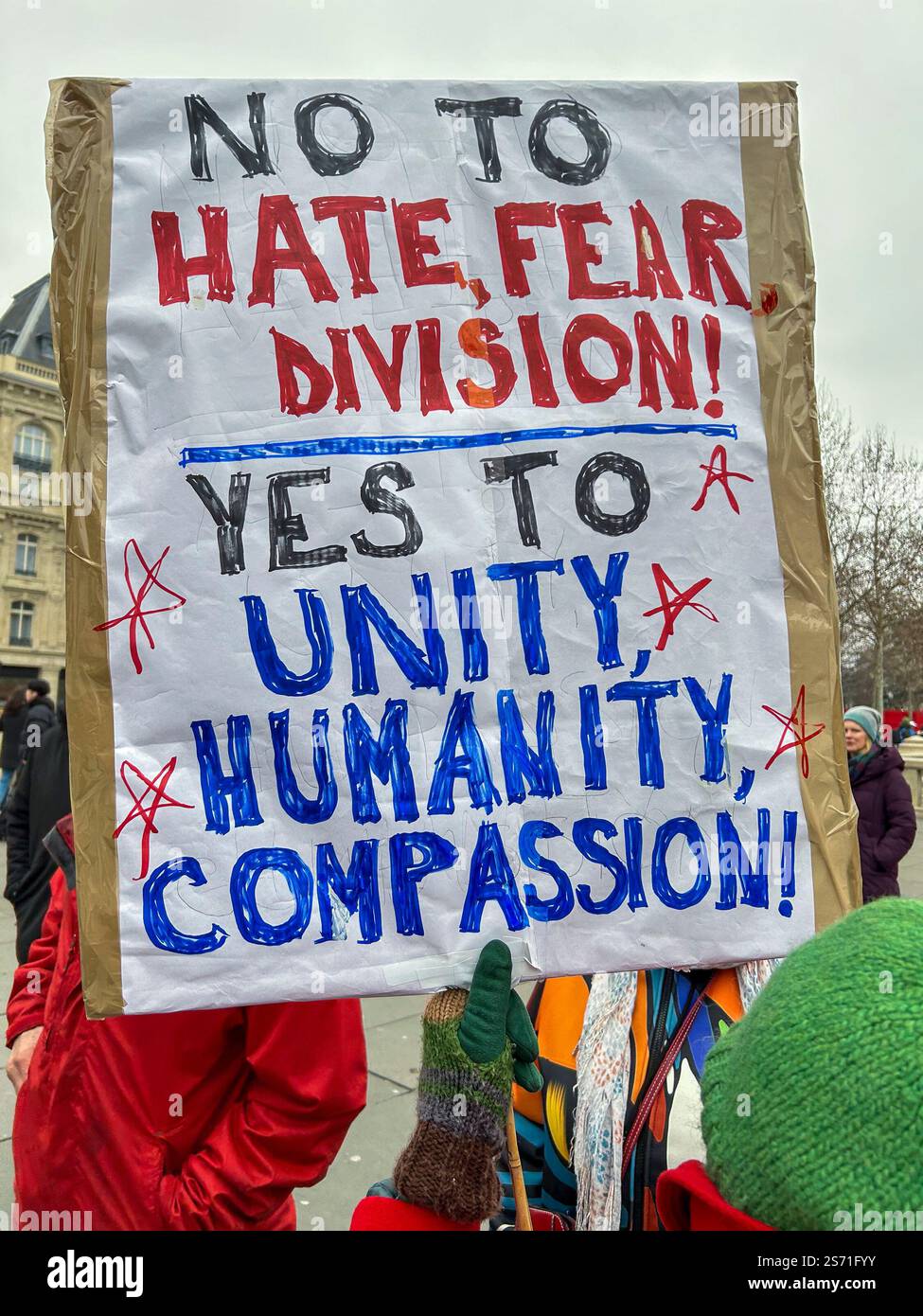 Paris, France, Americans in France, People Holding Protest Signs ...