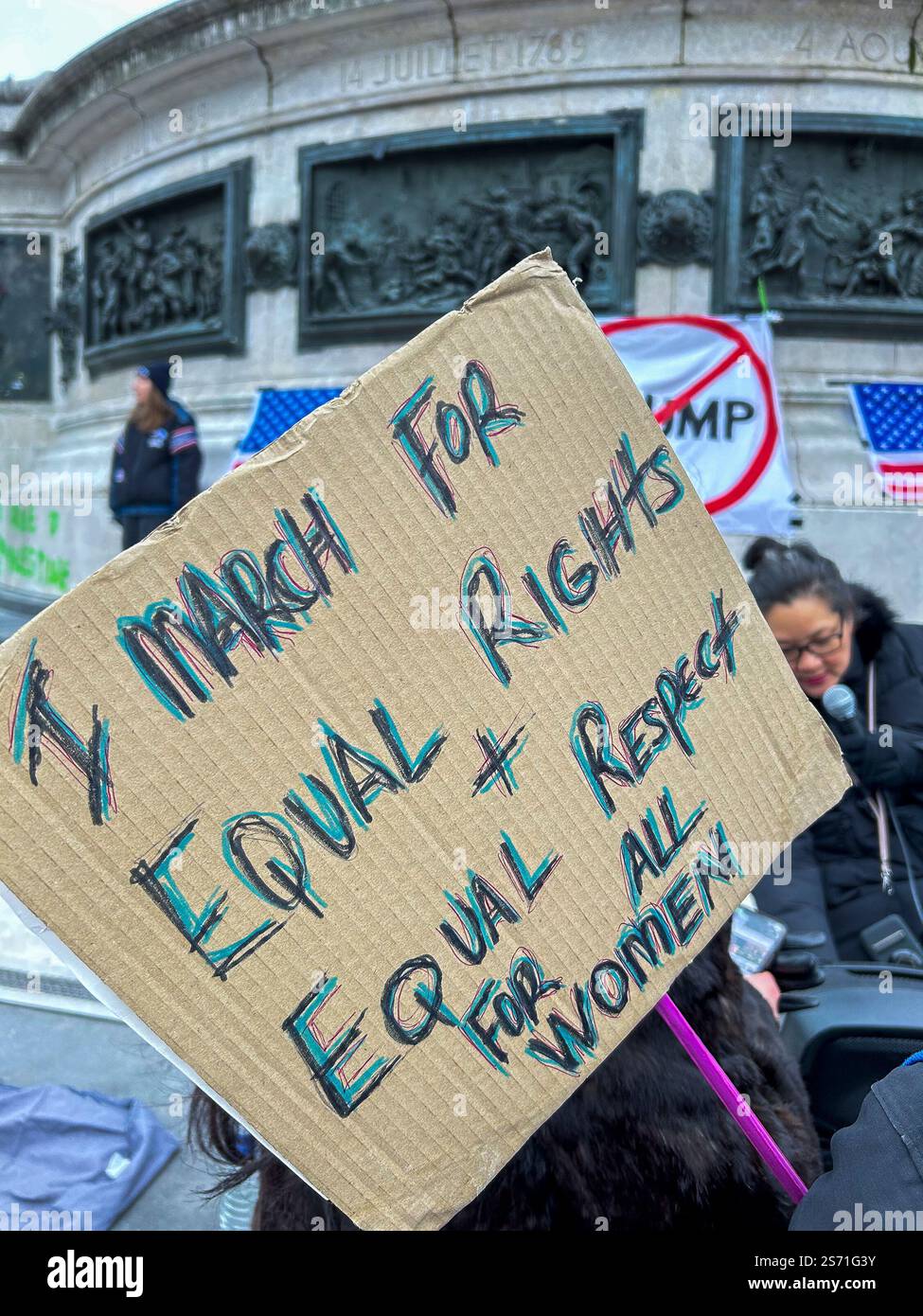 Paris, France, Americans in France, People Holding Protest Signs ...