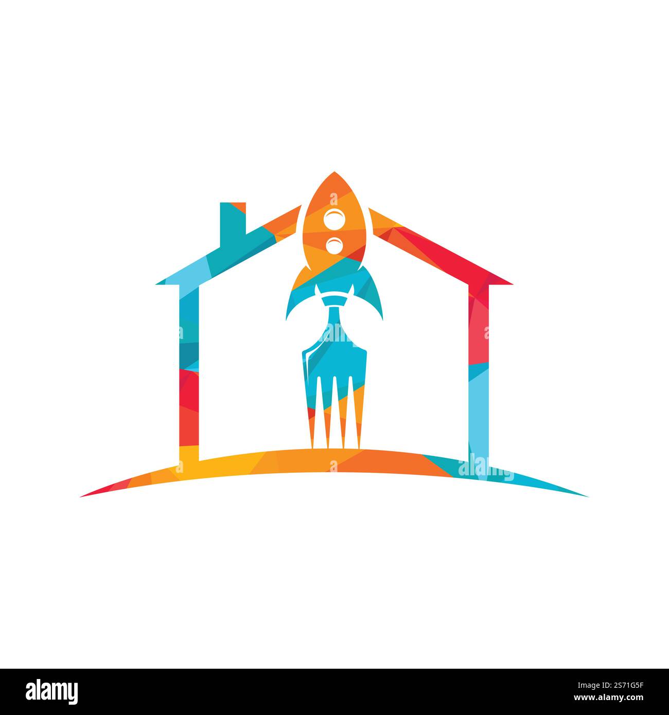 Rocket food with home icon logo design illustration. Fast food delivery ...