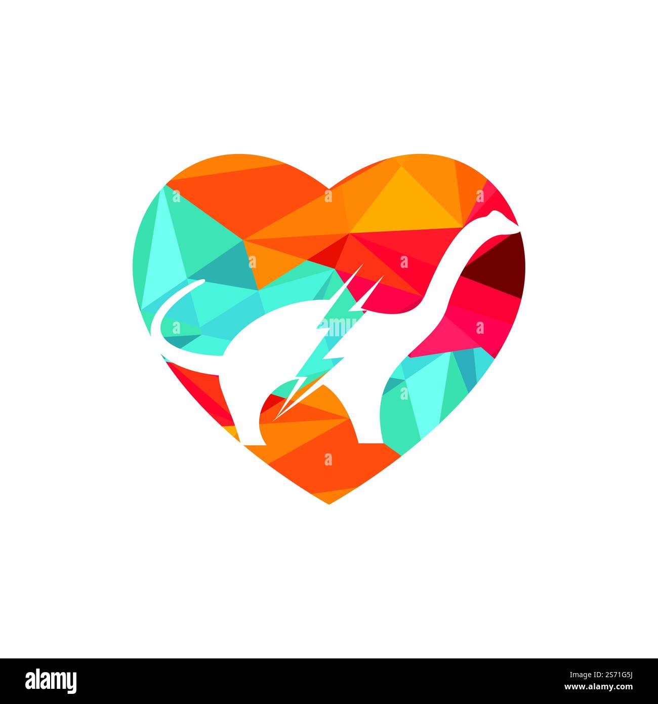 Dino thunder with heart icon vector logo design. Dinosaur lightning ...