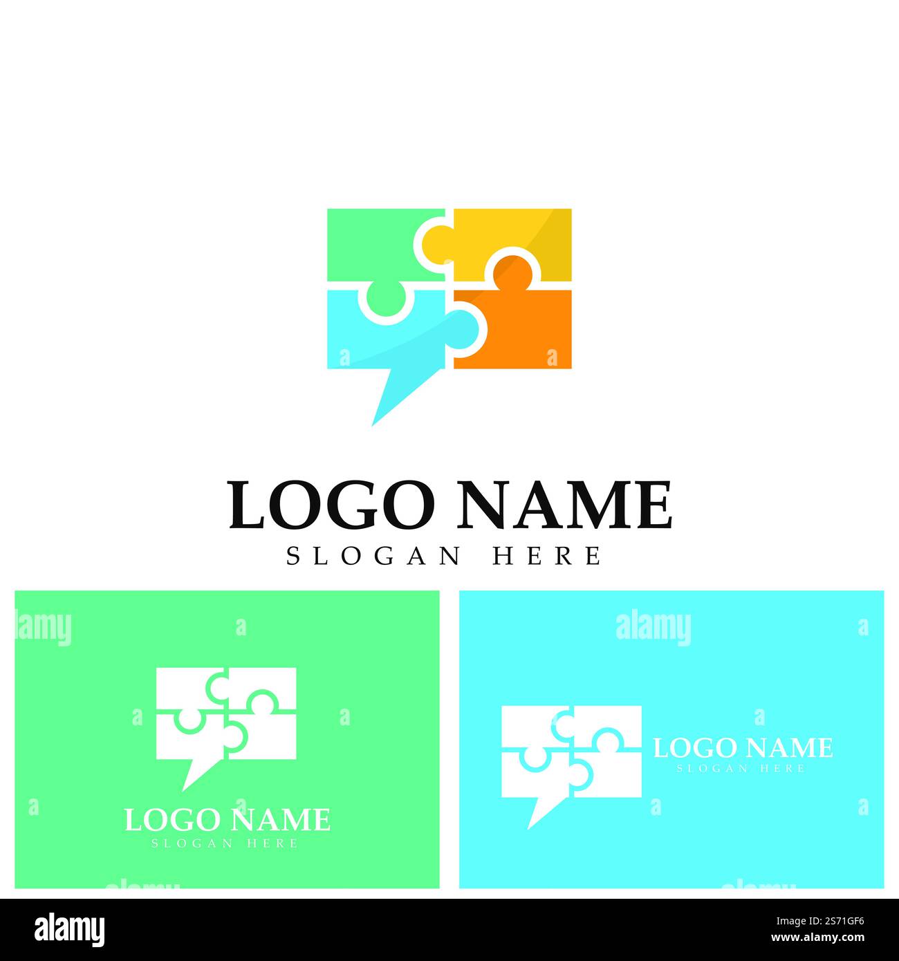 Puzzle chat logo template illustration Stock Vector Image & Art - Alamy