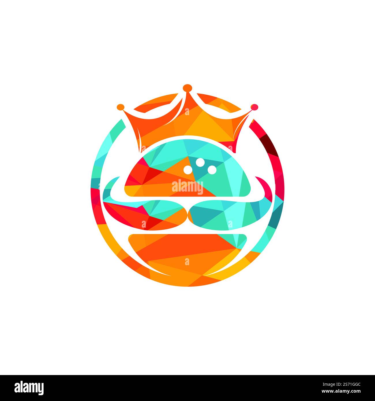 Burger king vector logo design. Burger with crown and mustache icon ...