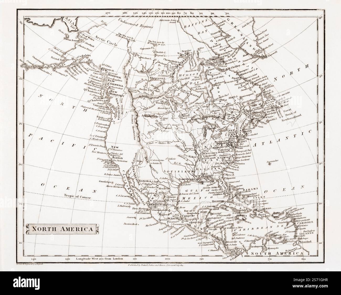 Old Atlas Greenland map [1814] of polar region around which has become ...
