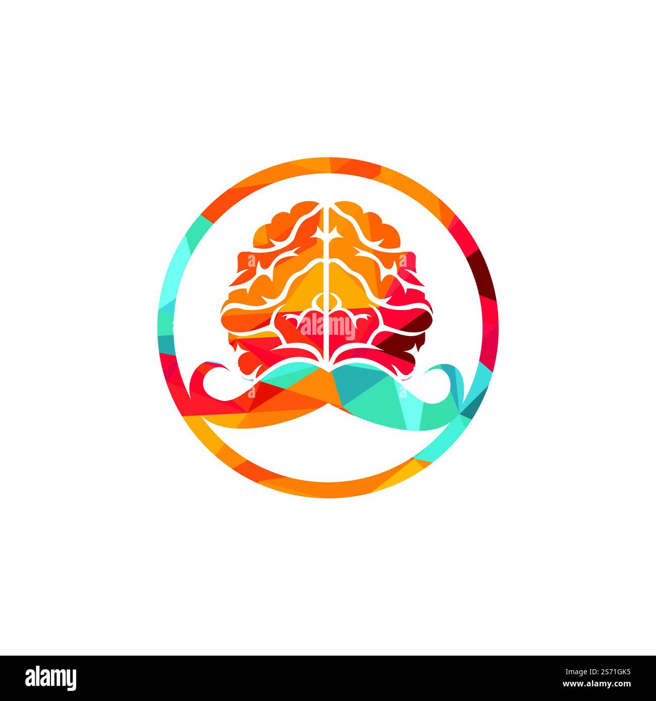 Moustache mind vector logo design template. Smart brain logo concept ...