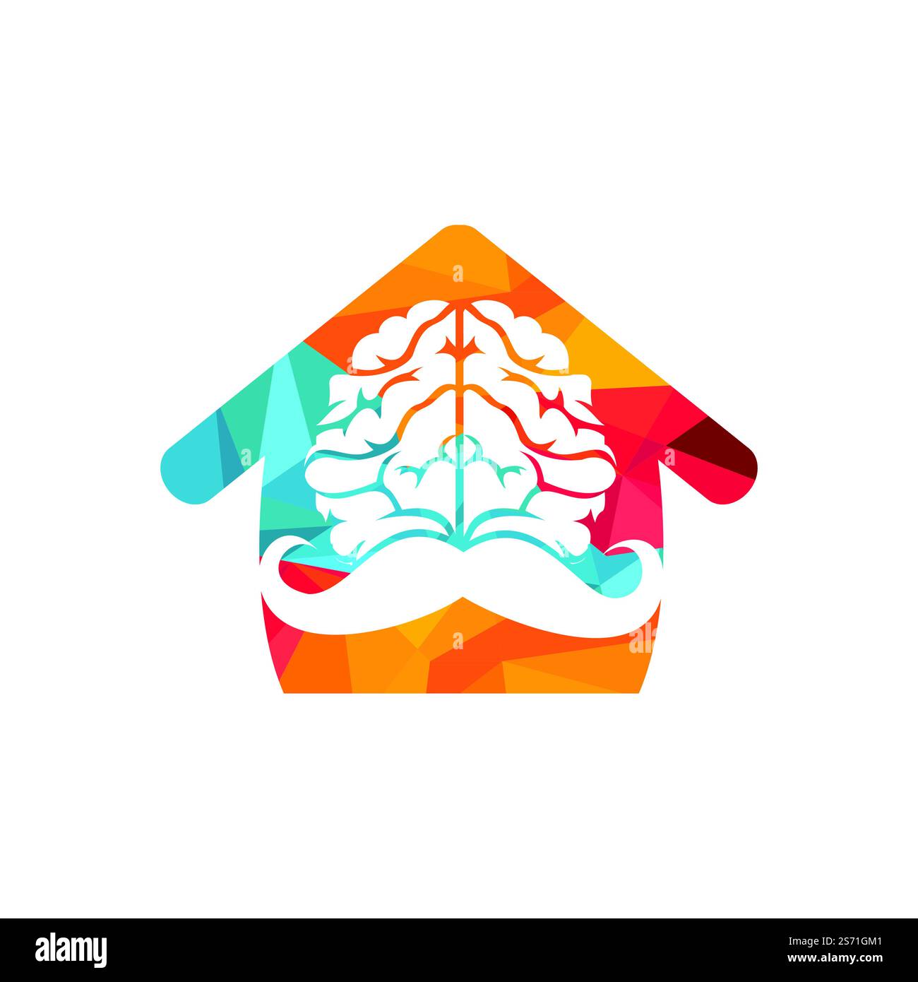 Moustache mind vector logo design template. Smart brain logo concept ...