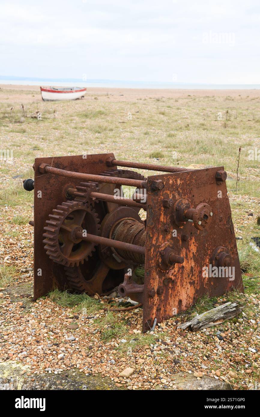 Boat winch on the beach Stock Photo - Alamy