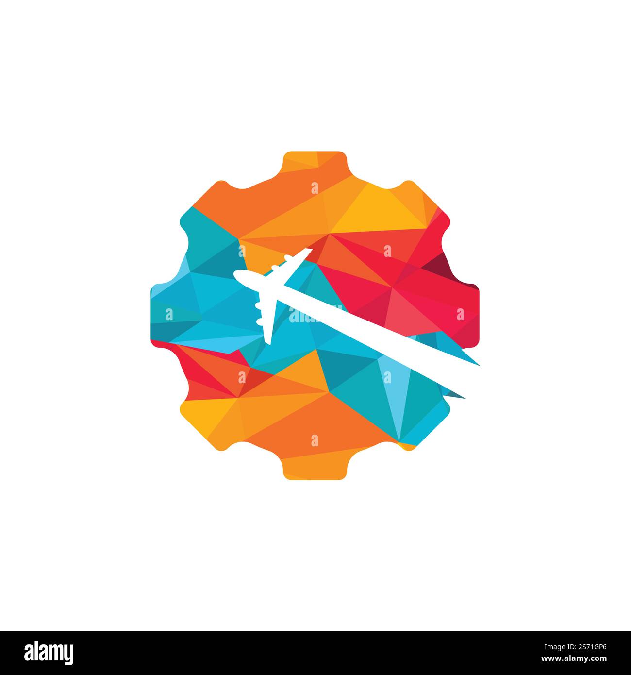 Gear travel vector logo design. Abstract airplane travel fly with gear ...