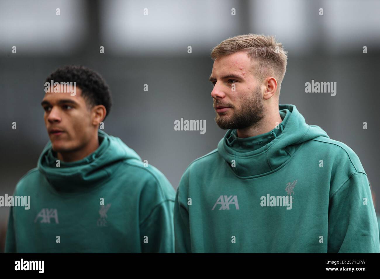 Liverpool goalkeeper Vitezslav Jaros pitch inspection during the ...