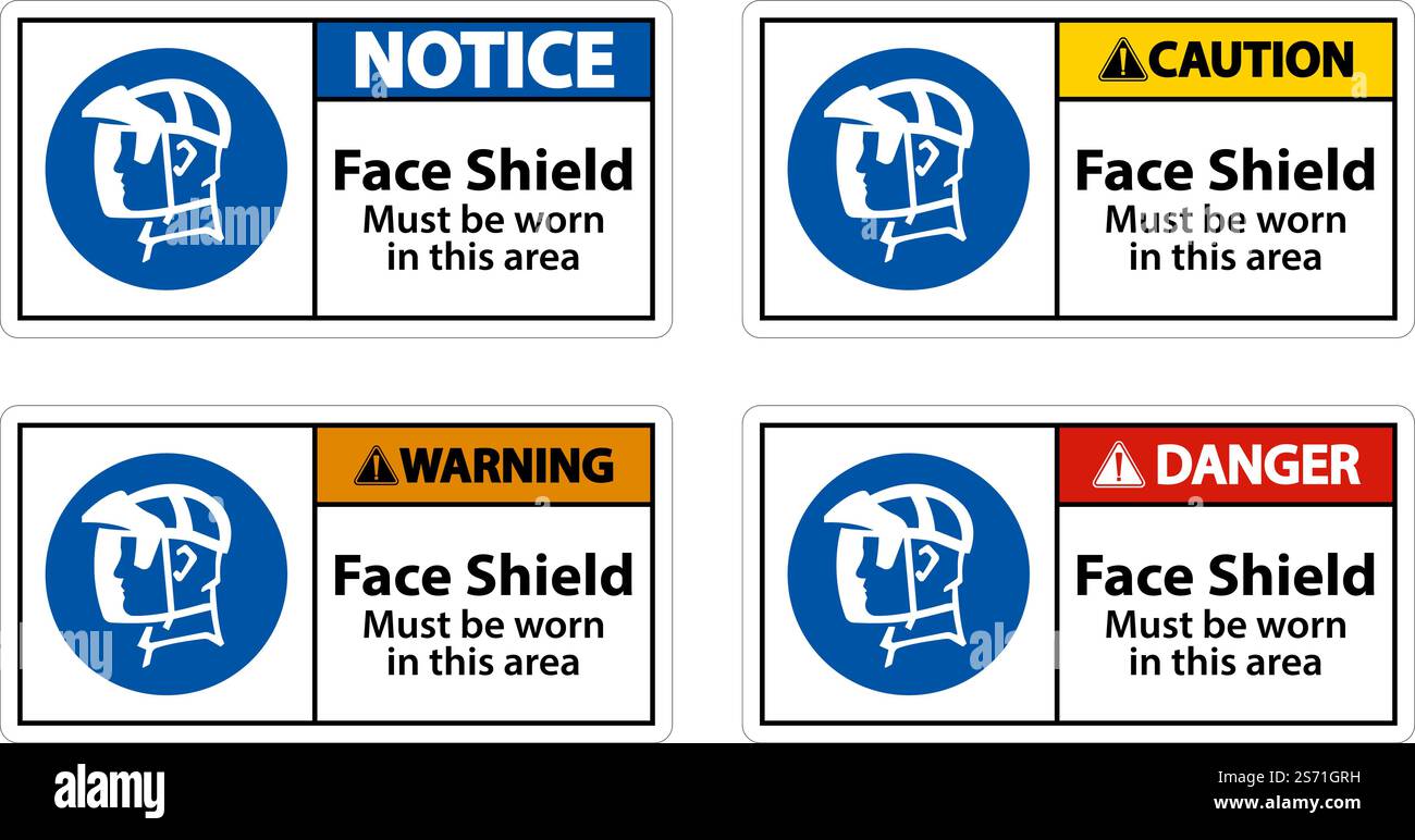 Face Shield Must Be Worn Sign On White Background Stock Vector Image ...