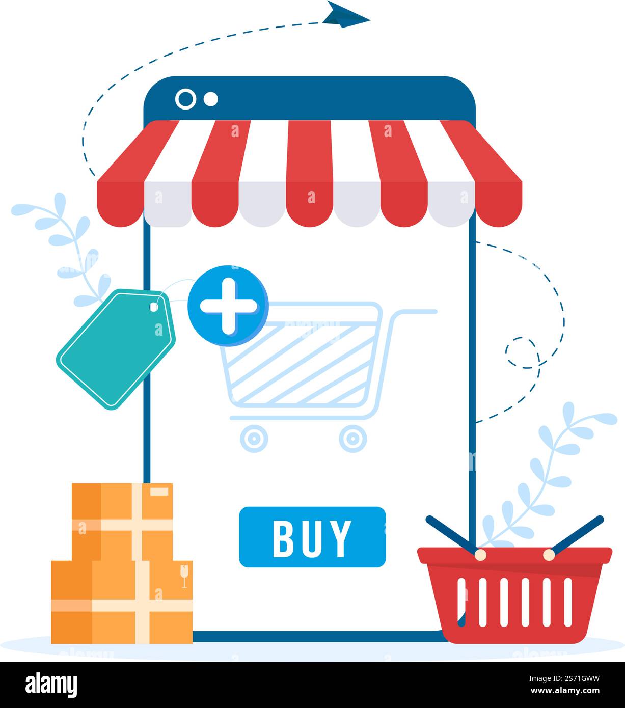 Mobile Phone Store Template Hand Drawn Cartoon Flat Illustration with ...
