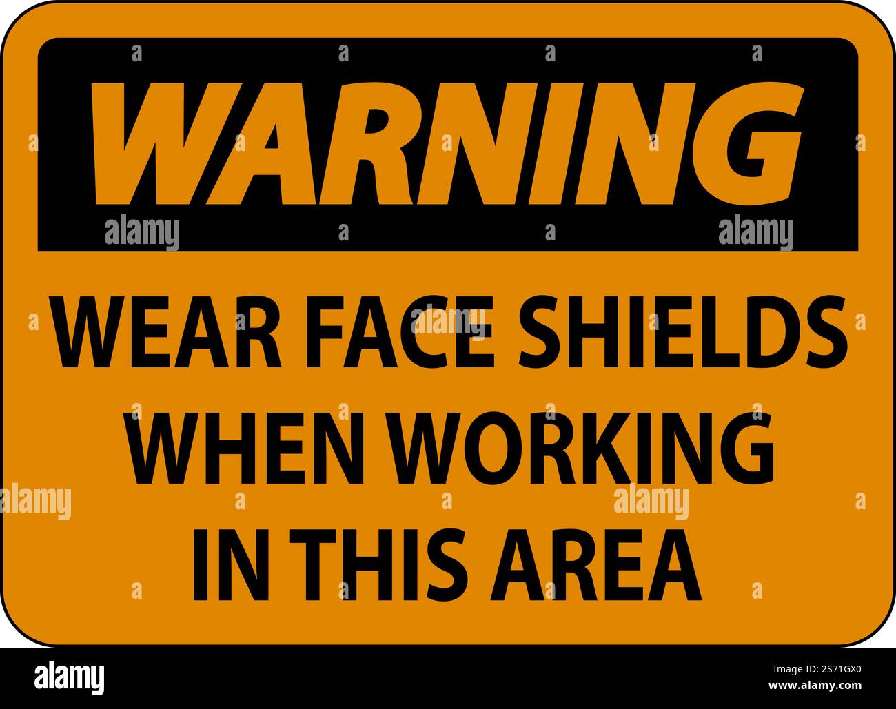 Warning Wear Face Shields In This Area Sign On White Background Stock ...