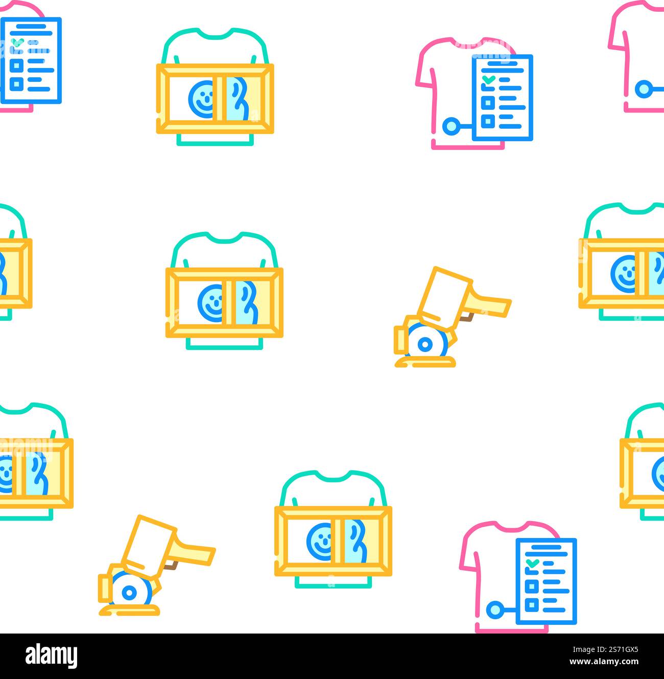 factory sewing sew machine vector seamless pattern thin line ...