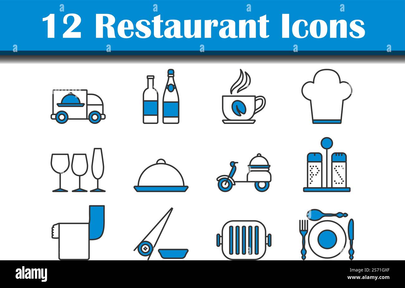 Restaurant Icon Set. Editable Bold Outline With Color Fill Design ...