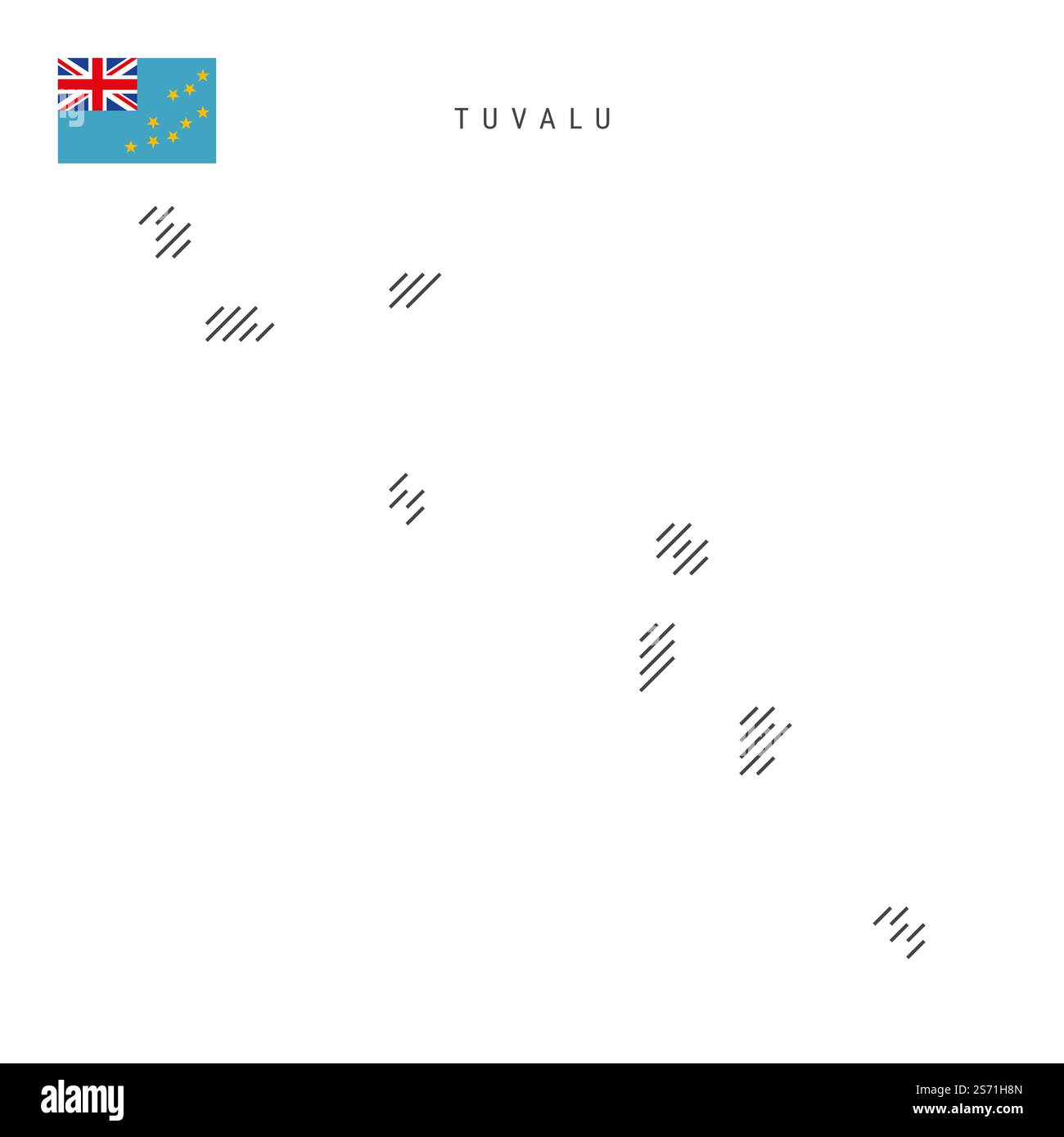 Tuvalu map from pattern of black slanted parallel lines. Ellice Islands ...