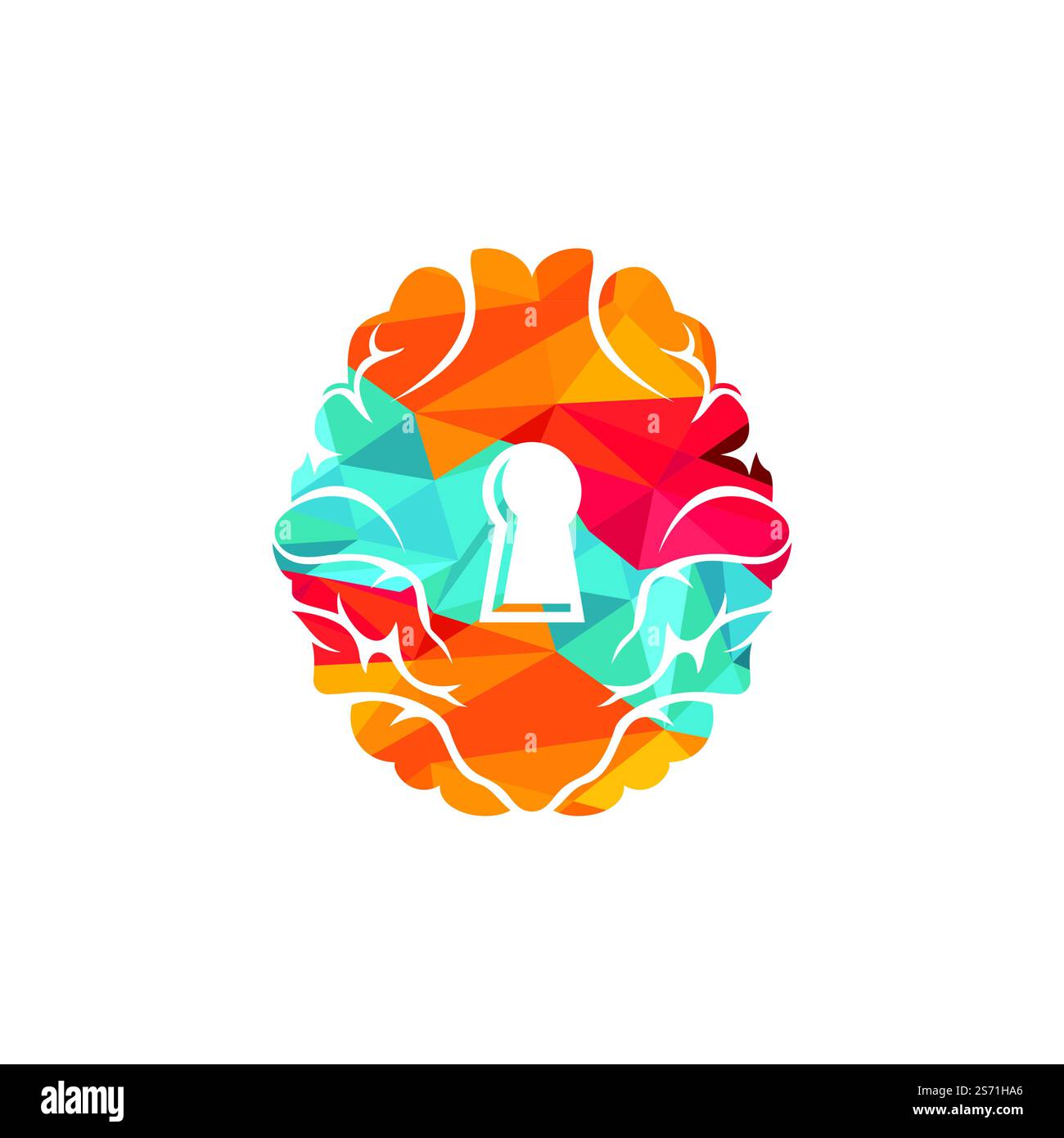 Brain lock vector logo design. Brain logo lock key neuron security ...