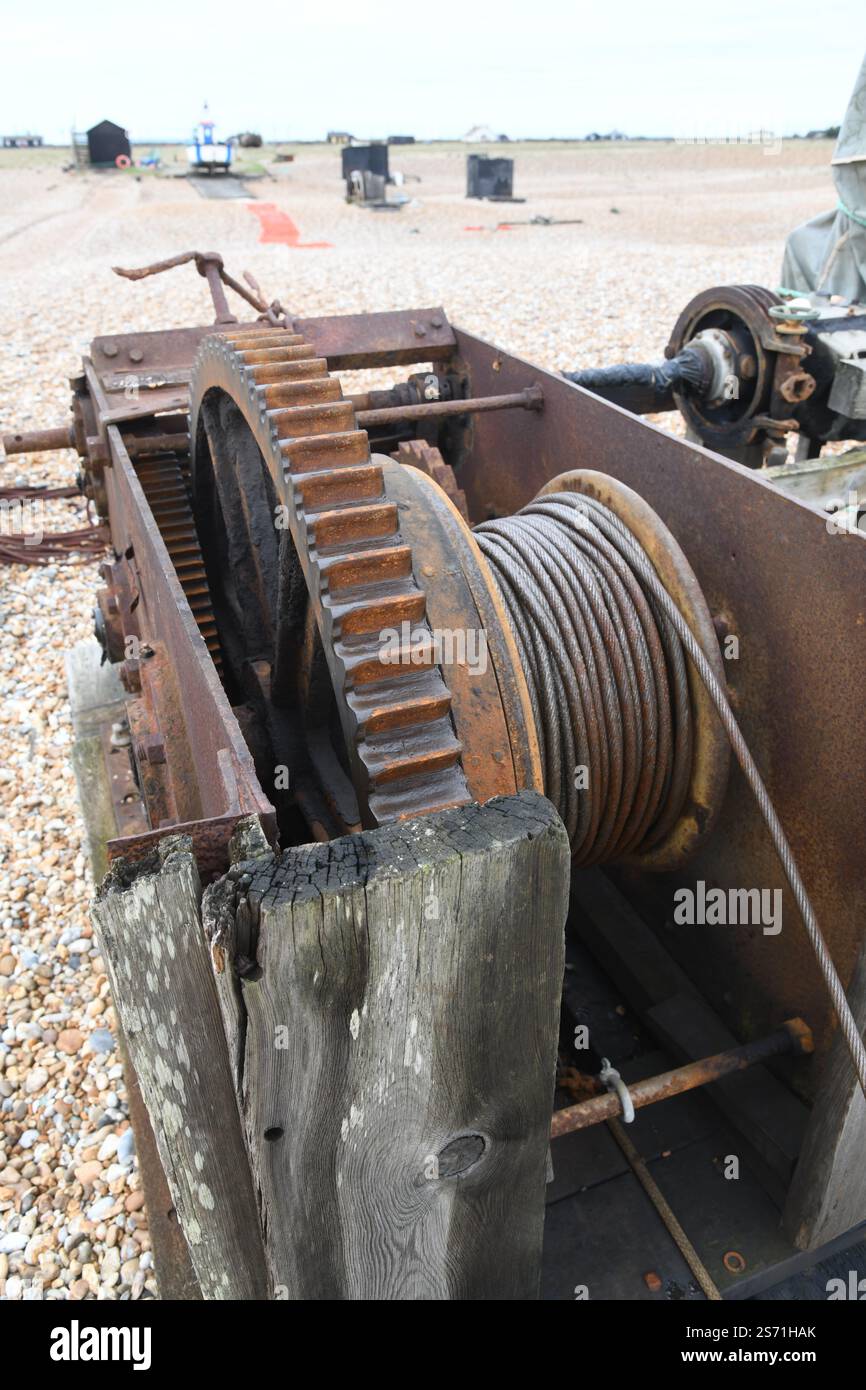 Boat winch on the beach Stock Photo - Alamy