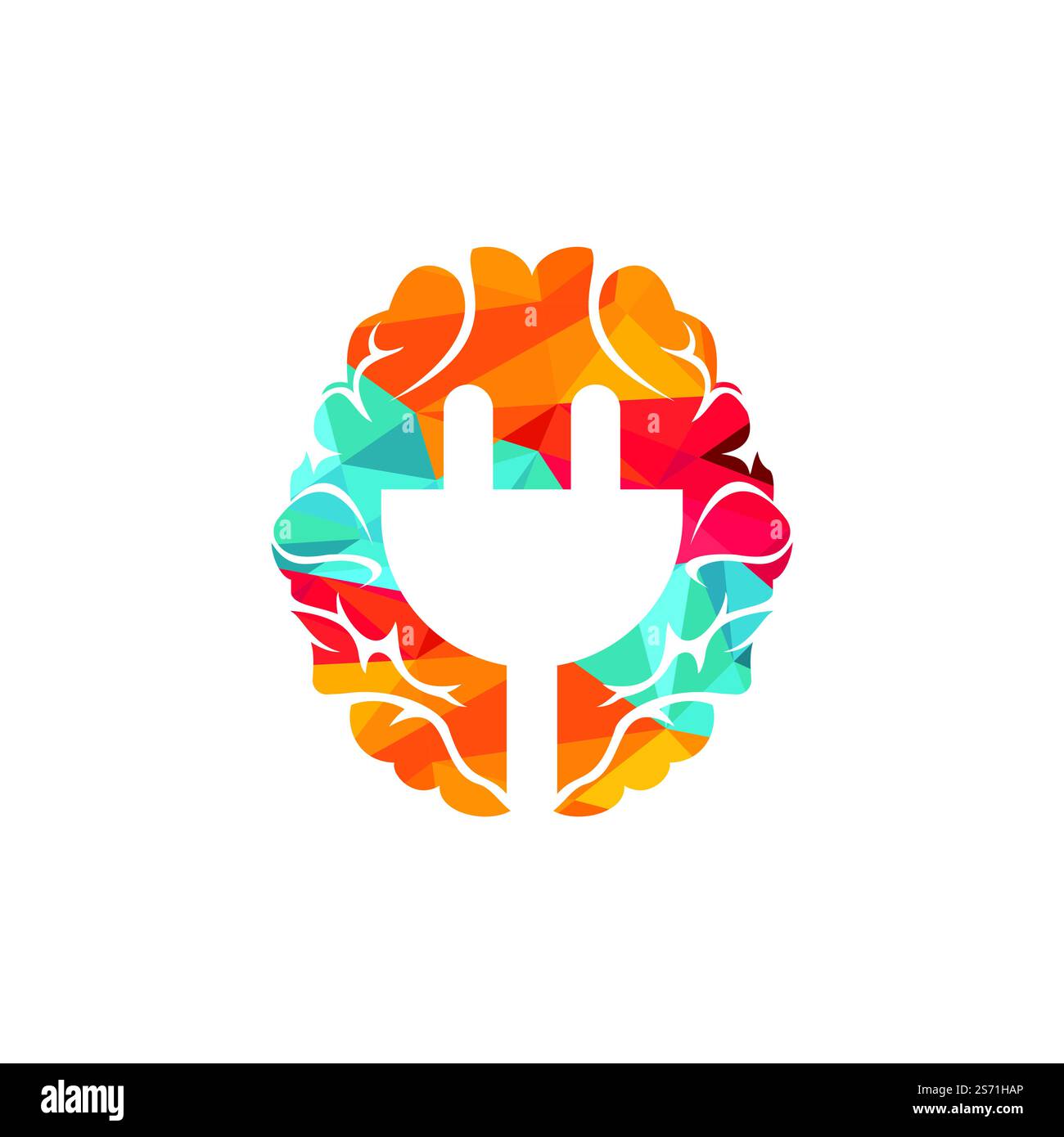 Brain and electric plug vector logo design. Innovation sign logo ...