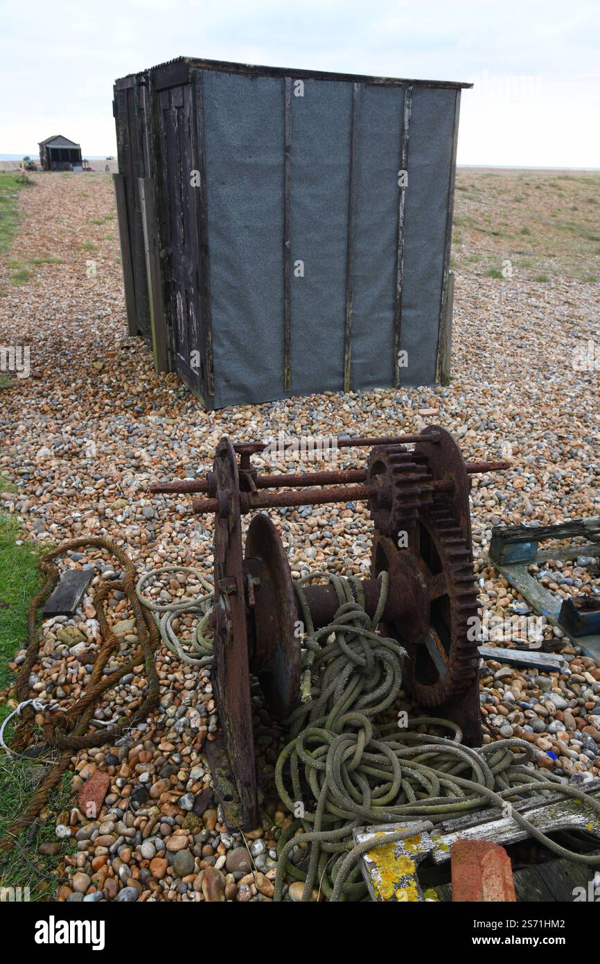 Boat winch on the beach Stock Photo - Alamy