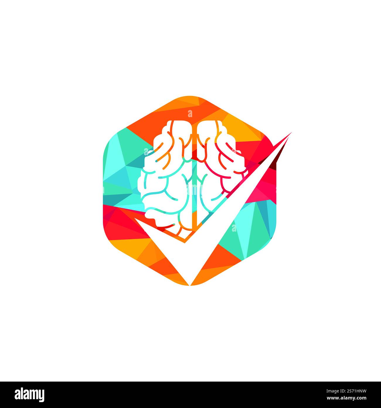 Brain check vector logo design. Brain and tick icon logo Stock Vector ...