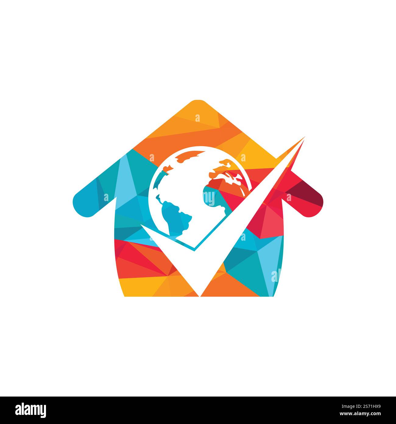 Globe check vector logo design. Tick mark and globe icon design Stock ...