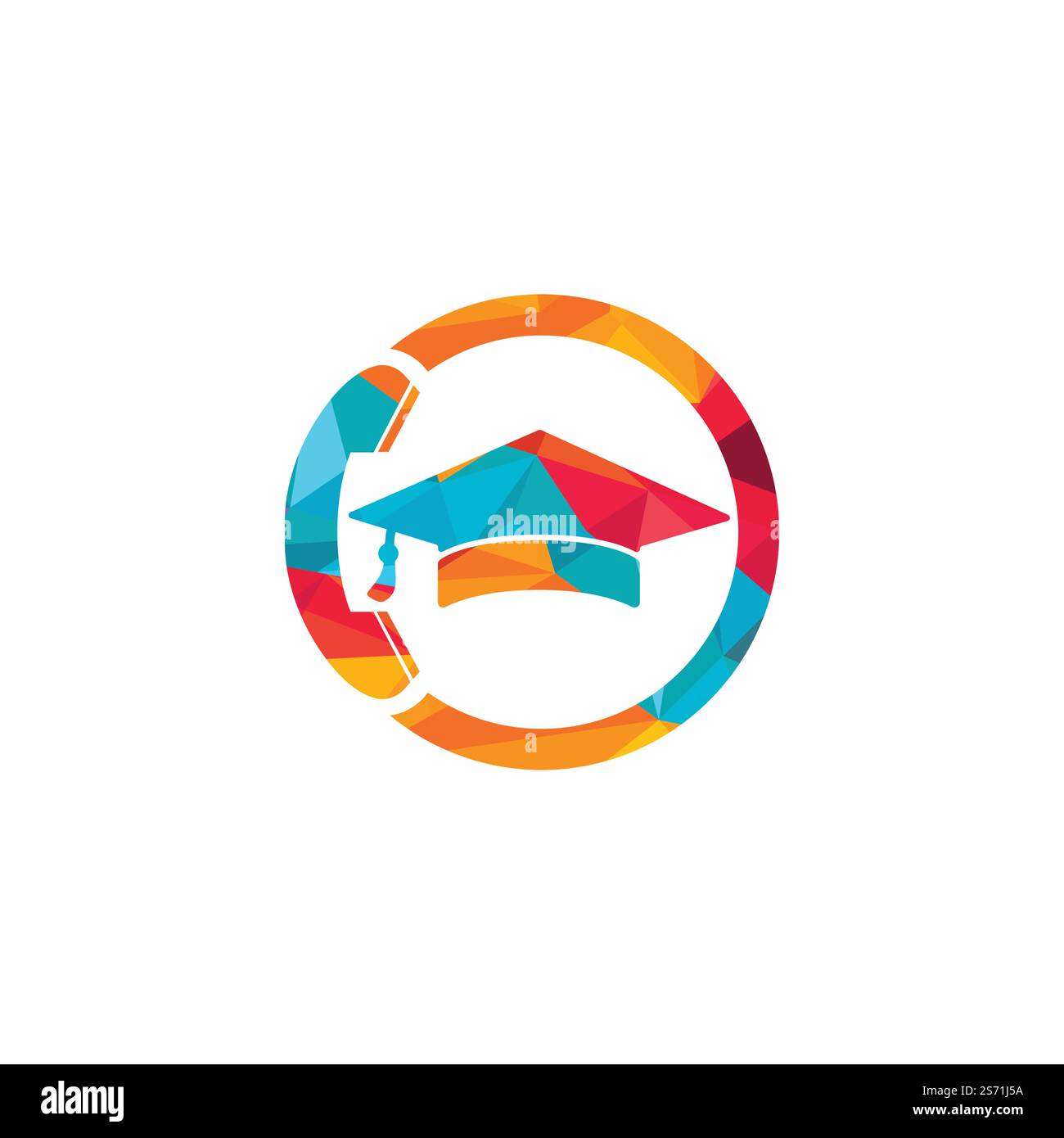 Education Call vector logo design template. Graduation cap and handset ...