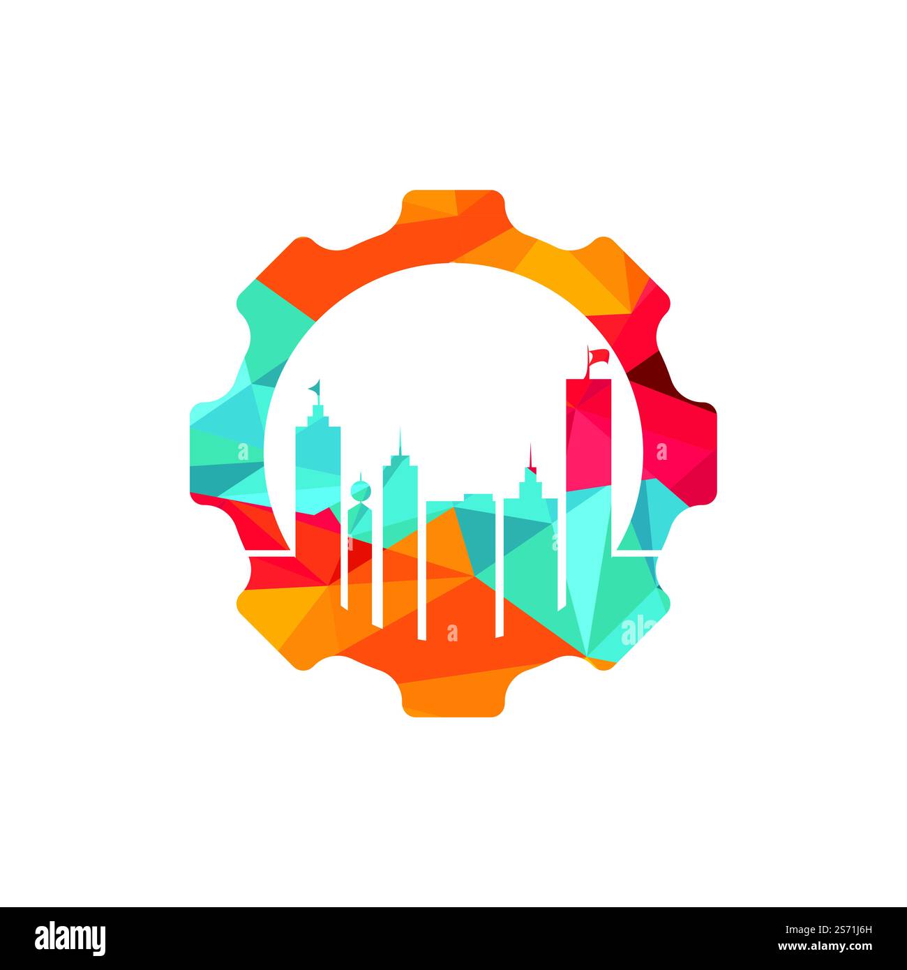 Gear building vector logo design. Building maintenance logo design ...