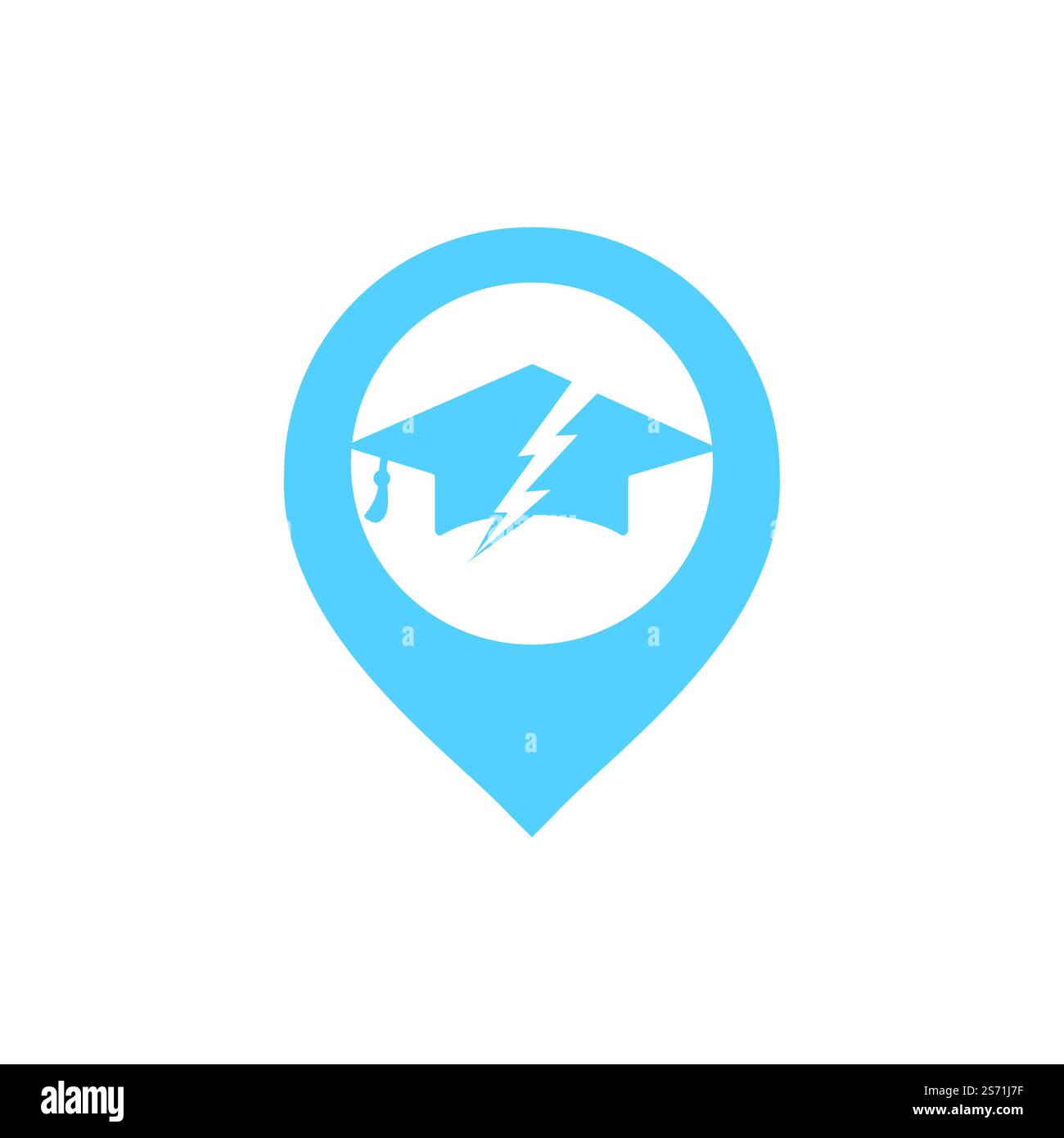 Flash student vector logo template. Graduation cap with thunder and pin ...