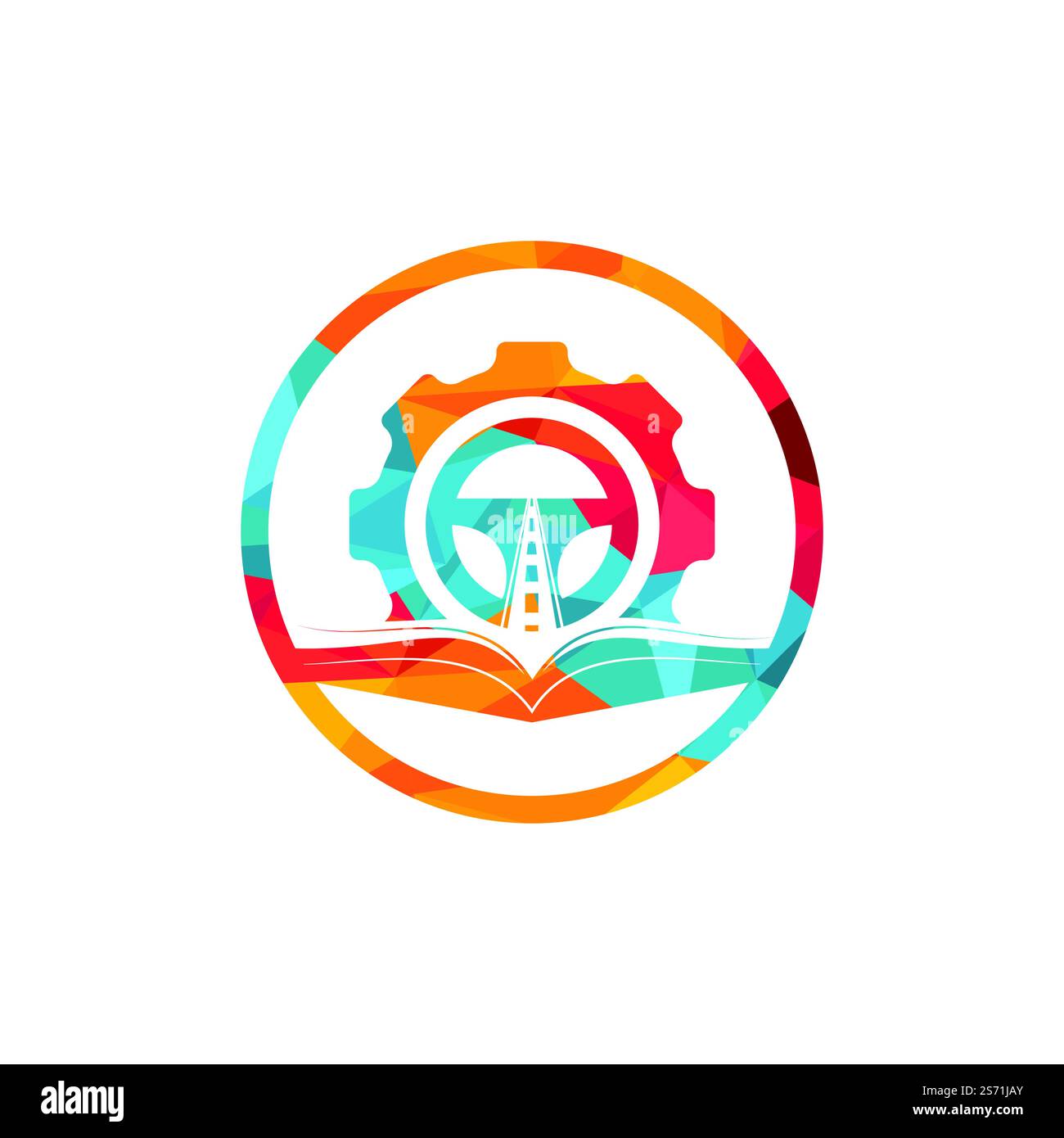 Driving school logo design. Steering wheel with Cog and book icon Stock ...