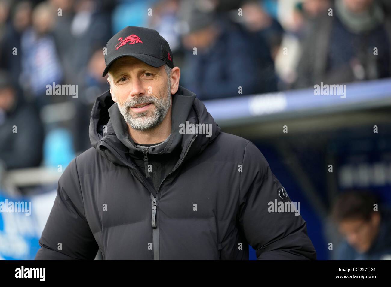 Leipzig's head coach Marco Rose waits for the start of the German ...