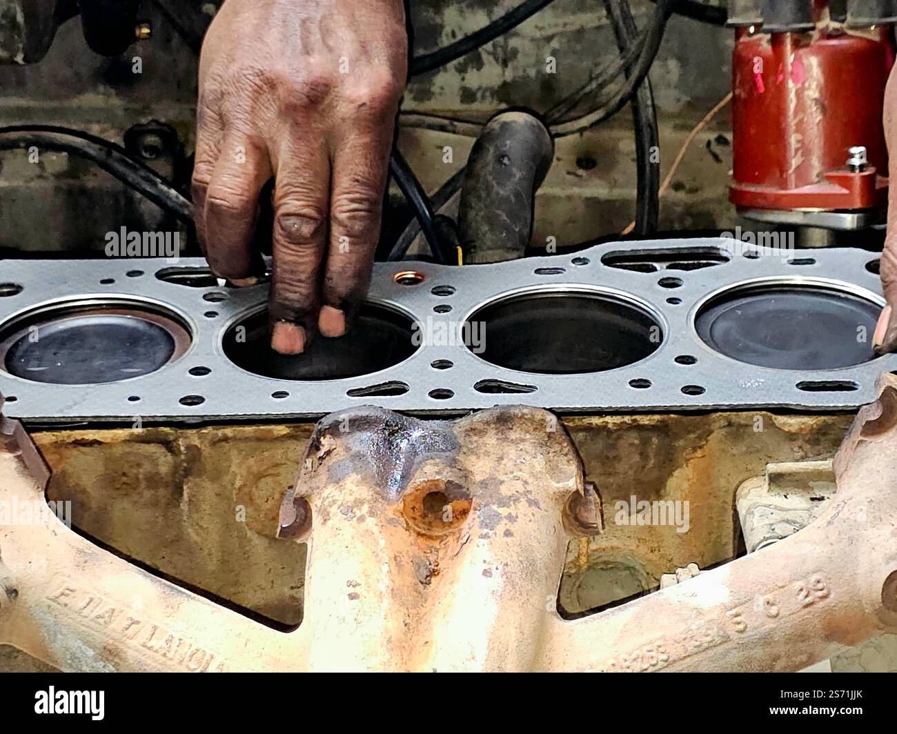 Cairo, Egypt, December 26 2024: maintenance of automotive internal ...