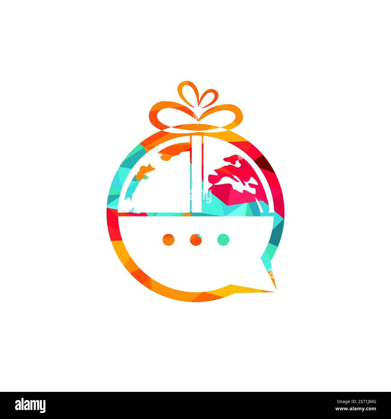 Gift chat modern and simple logo design. Gift with bubble chat talk ...