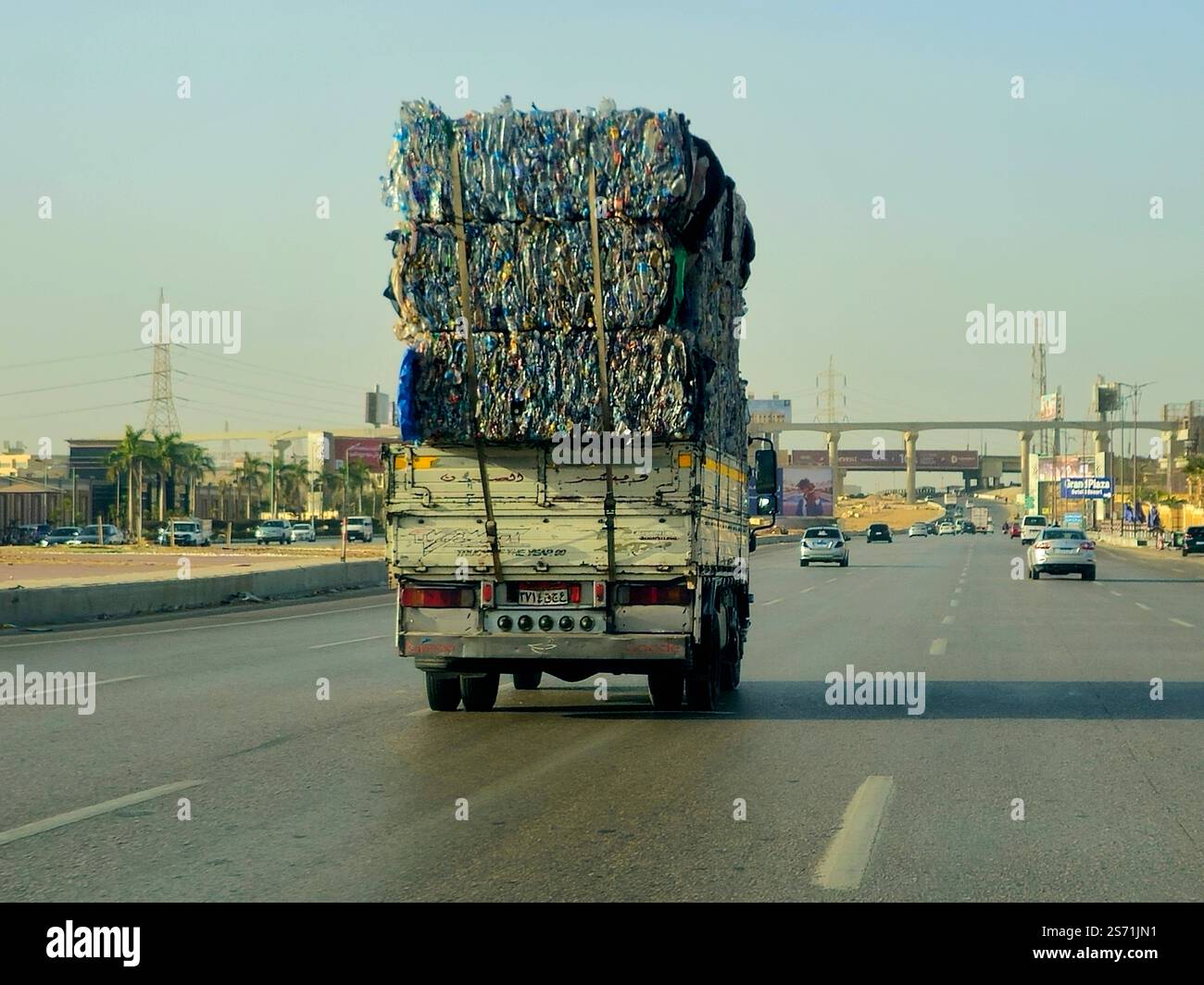 Giza, Egypt, December 27 2024: a truck with collected garbage of ...