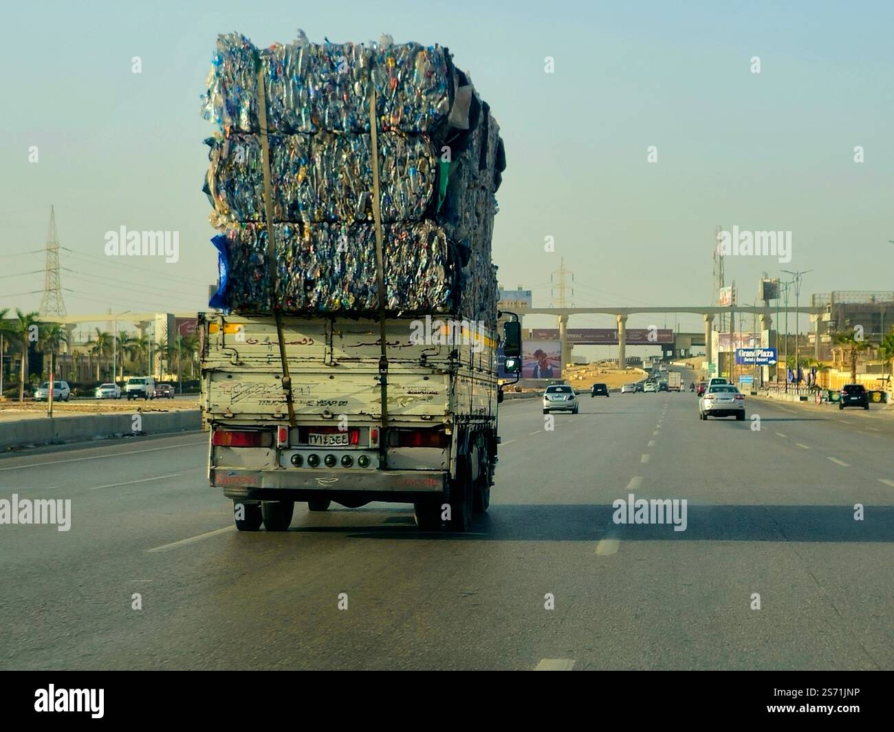 Giza, Egypt, December 27 2024: a truck with collected garbage of ...