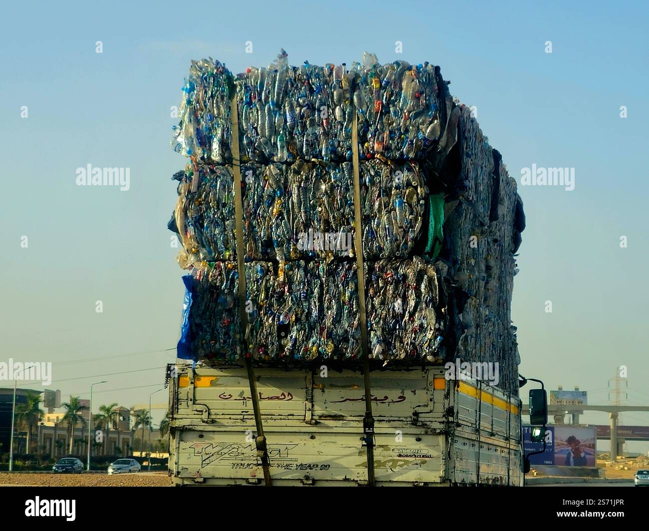 Giza, Egypt, December 27 2024: a truck with collected garbage of ...
