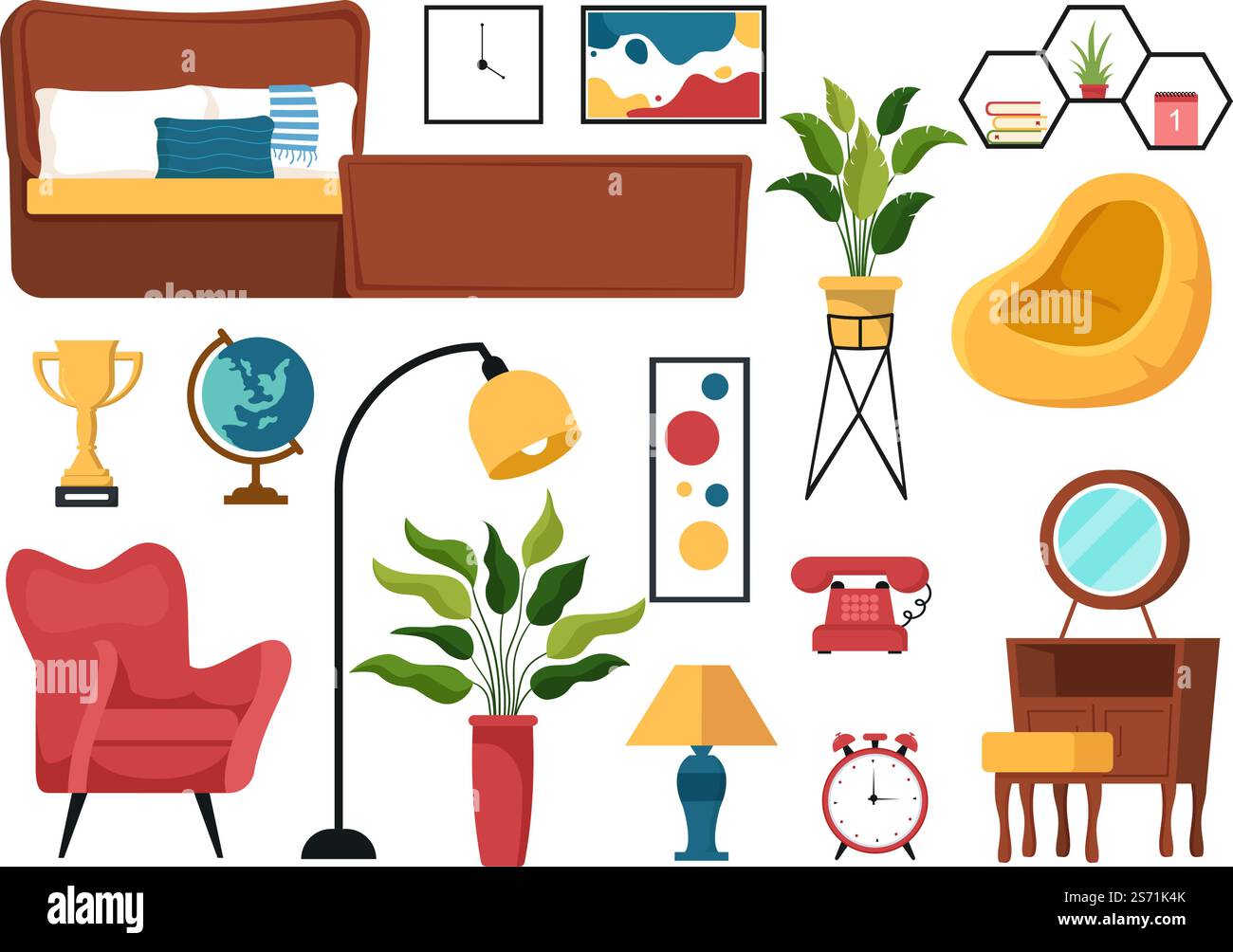 Home Decor Template Hand Drawn Cartoon Illustration The set of ...